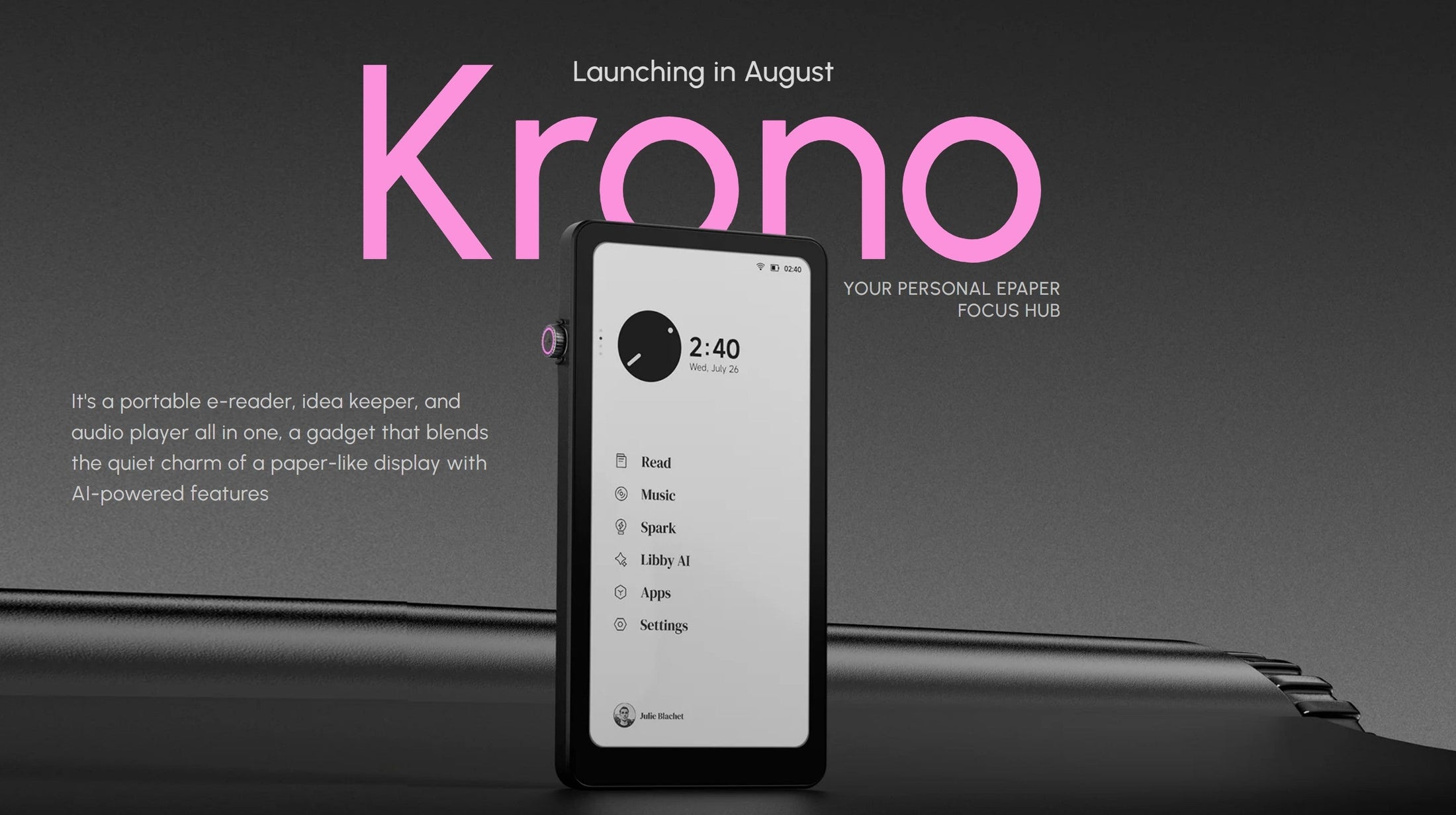 E-Ink new product: The upcoming DuRoBo Krono is an E-Ink personal focu – E-Reader Pro